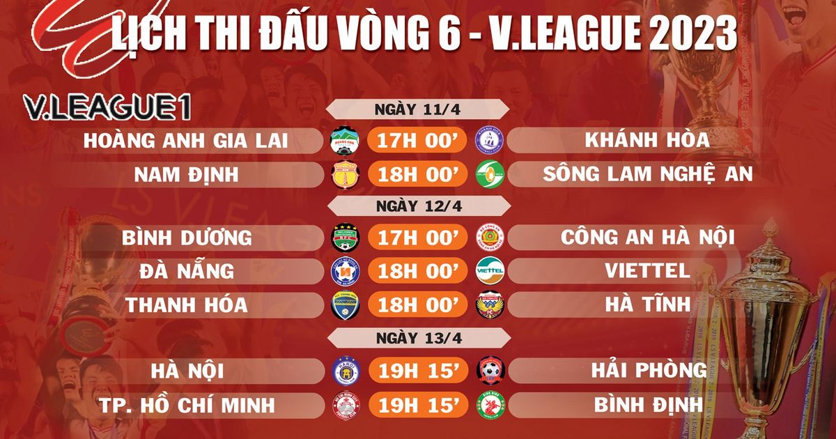 Lịch thi đấu vòng 6 V.League 2023